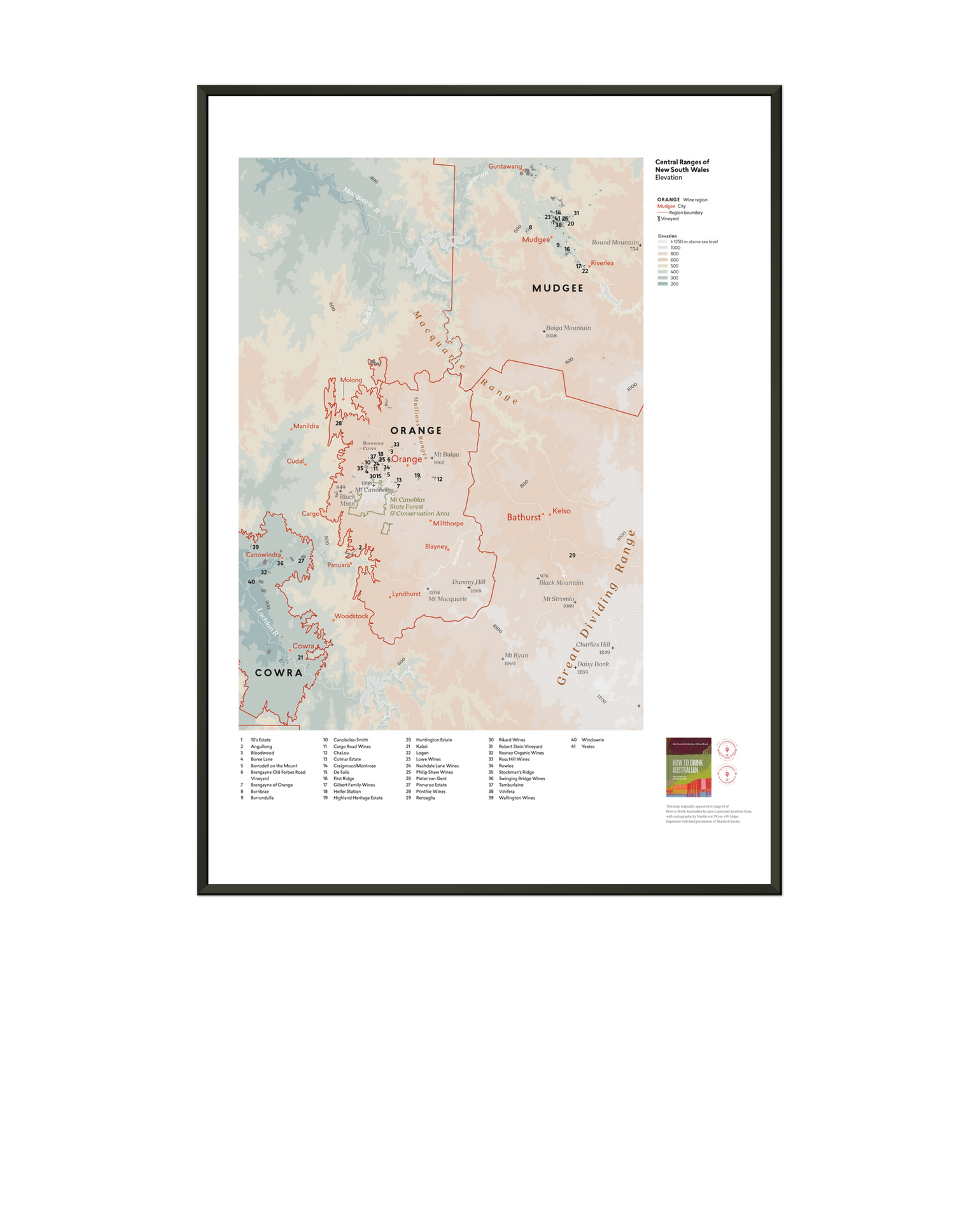 Central Ranges Wine Regions Map – Cardwell Cellars